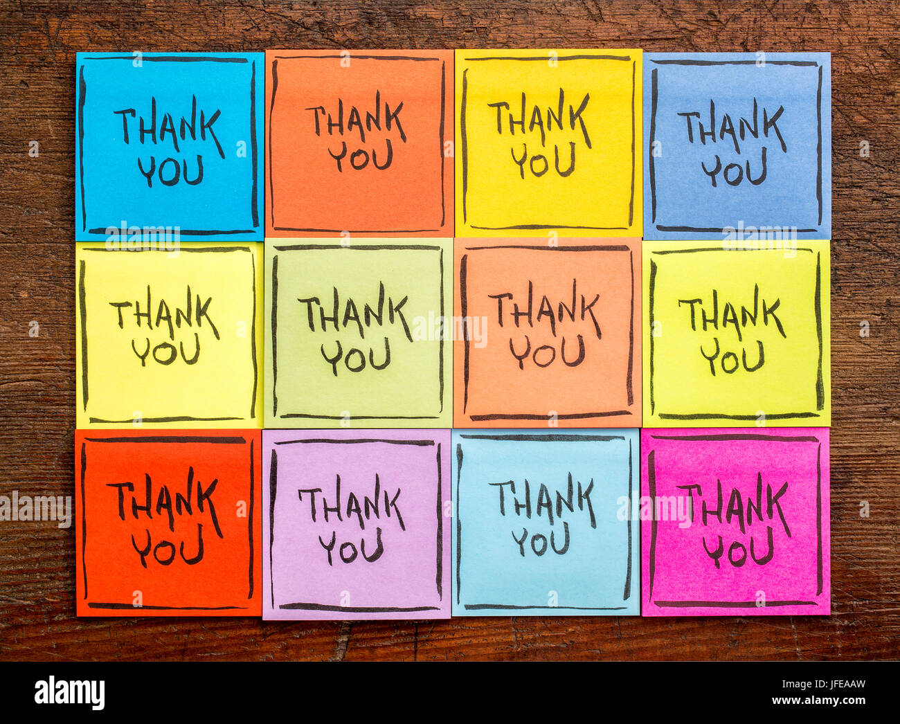 thank you abstract - handwriting on a set of colorful sticky notes ...