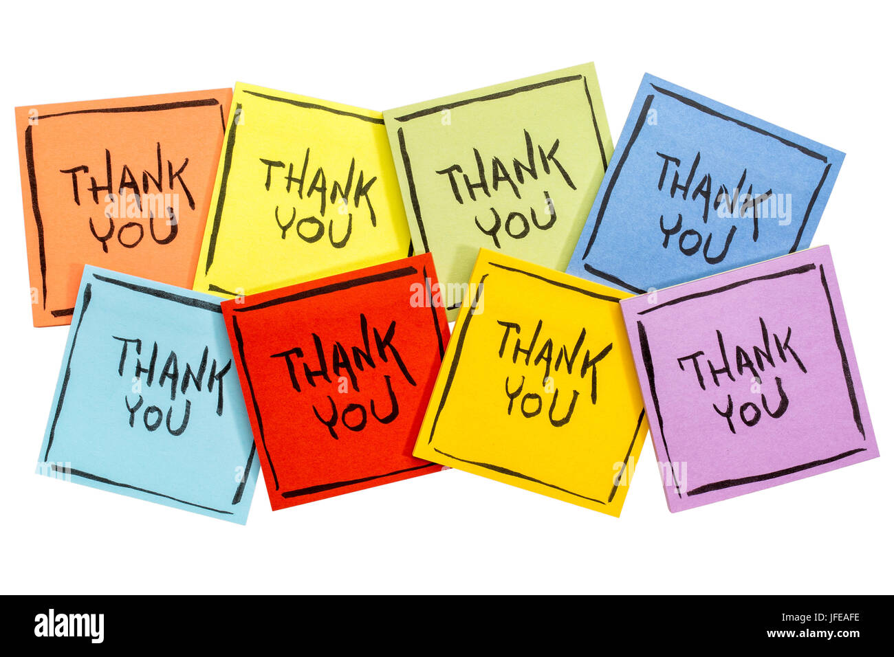 thank you abstract - handwriting on a set of colorful sticky notes ...