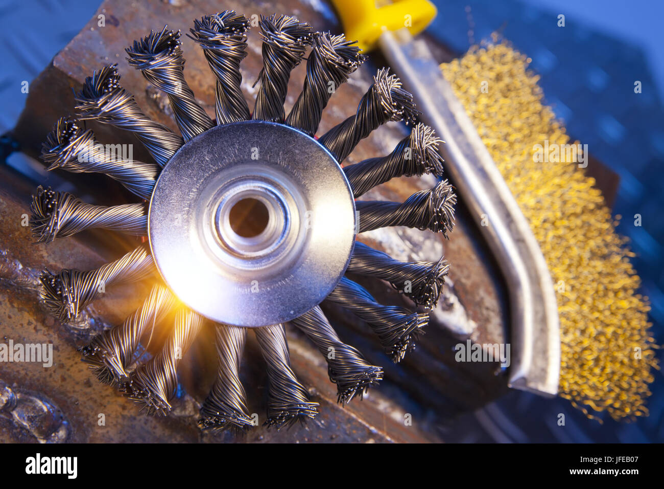 wire brush for metal processing Stock Photo - Alamy