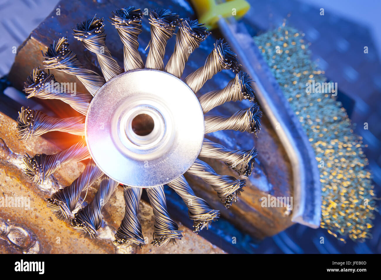 wire brush for metal processing Stock Photo - Alamy