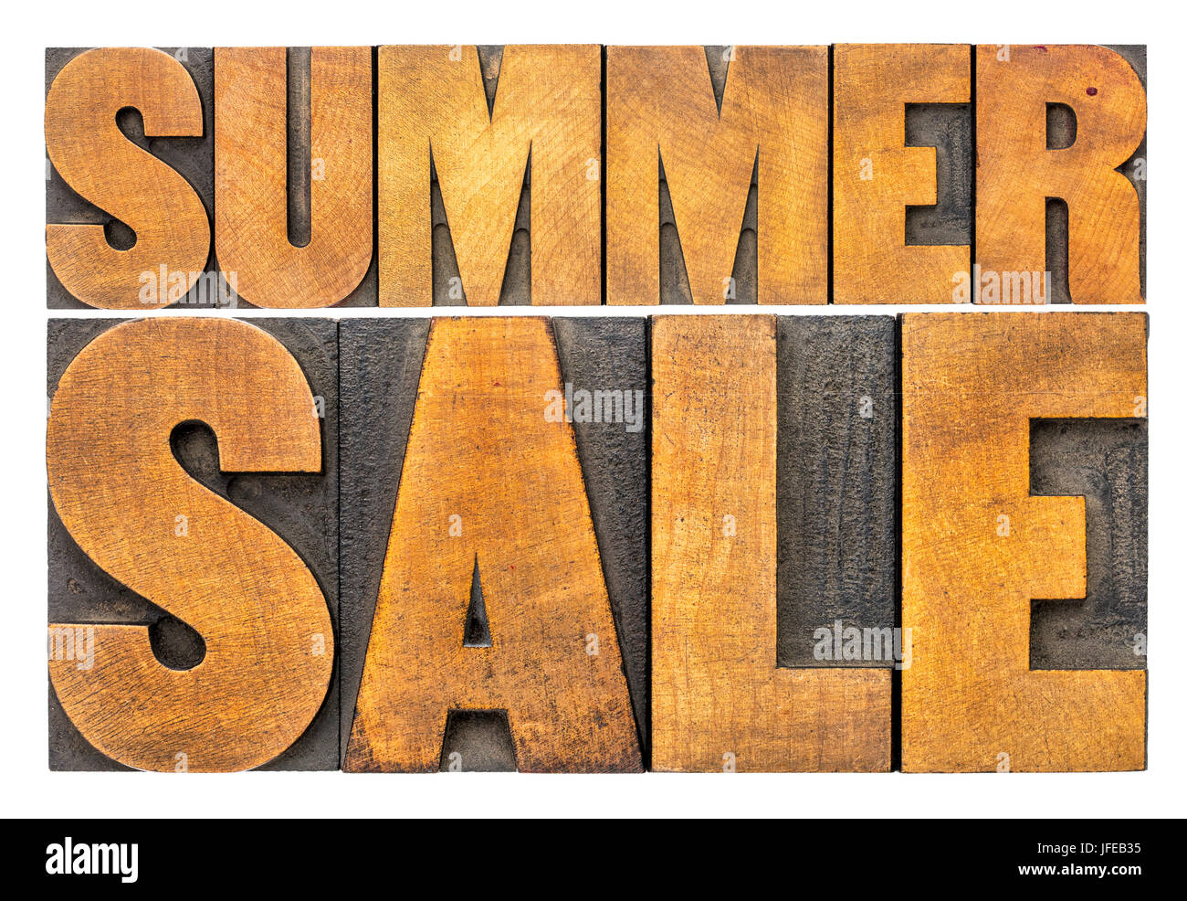 summer sale - word abstract in wood type isolated on white Stock Photo ...