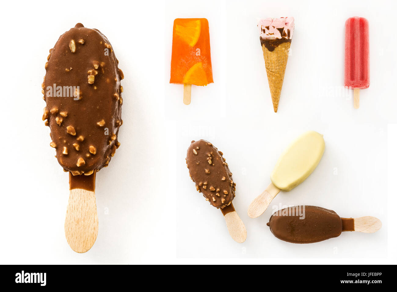 Different popsicles isolated on white background Stock Photo - Alamy