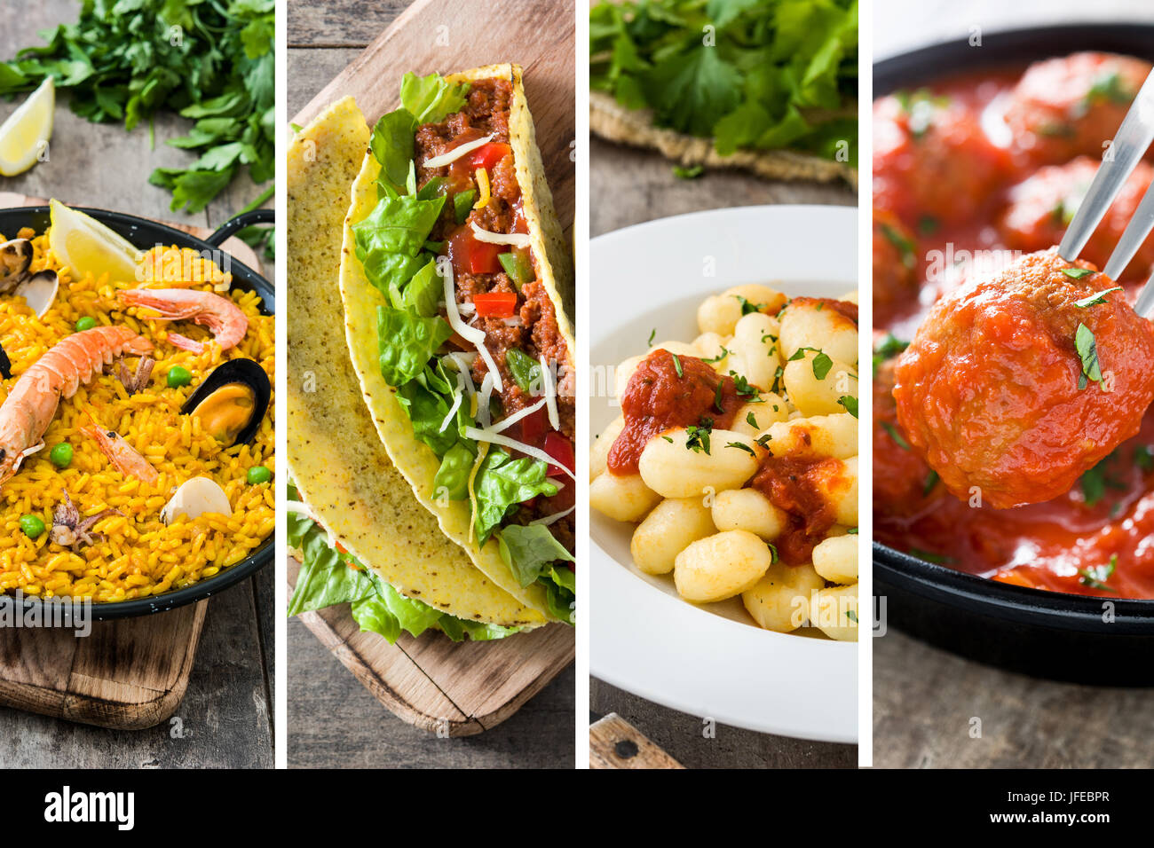 Collage of different delicious food plates Stock Photo - Alamy