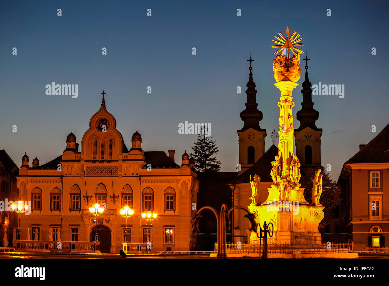 Union square or Unirii Square seen at dawn, Timisoara, Romania Stock ...
