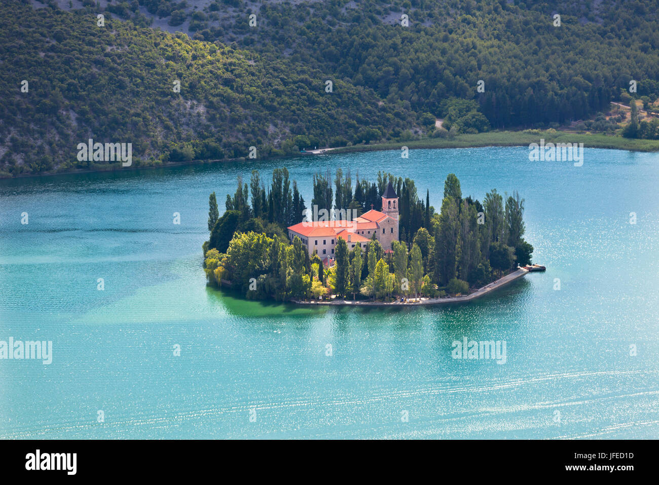 Visovac christian monastery on the island in The Krka National park ...