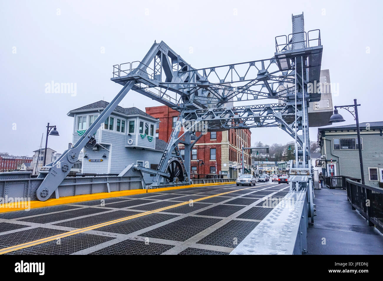 Drawbridge over Mystic River in the town of Mystic Stock Photo - Alamy
