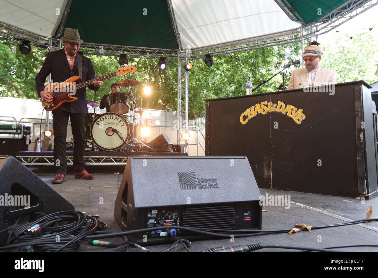 Dave Peacock (left) and Chas Hodges of music duo Chas & Dave, perform ...