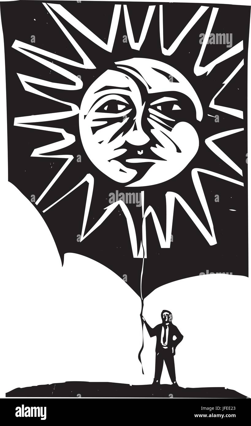 Sun and moon woodcut Stock Vector Images - Alamy