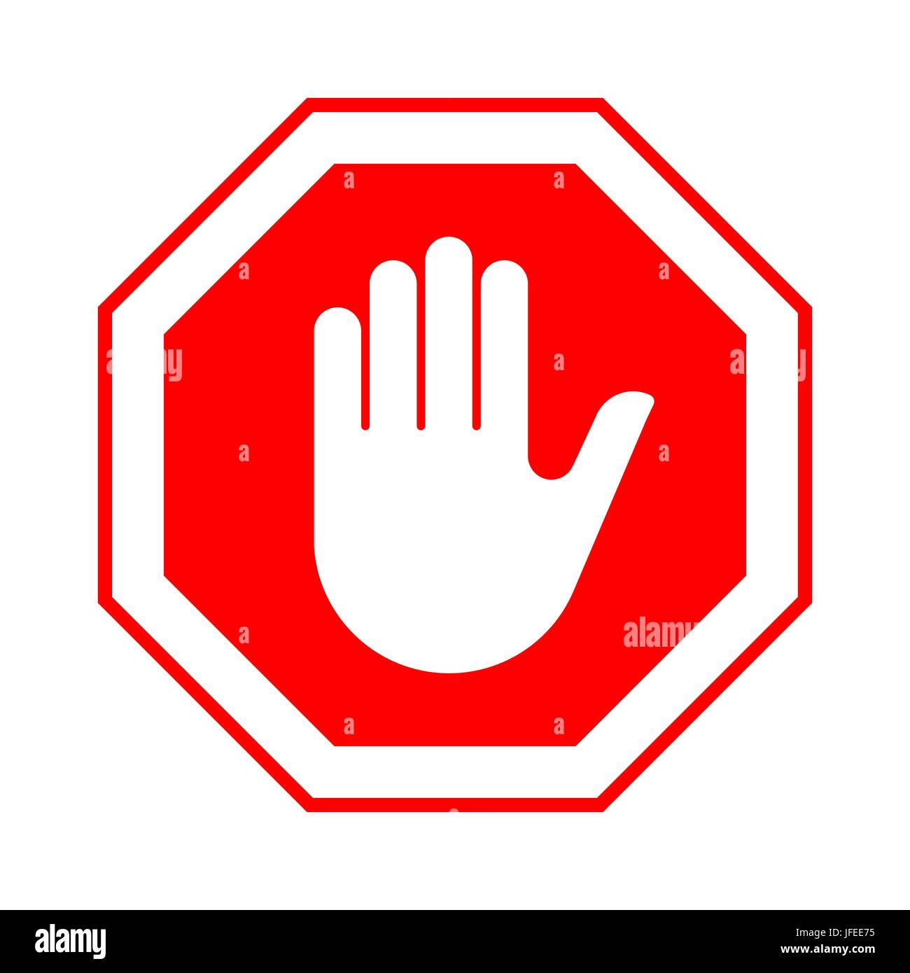 Stop do not enter stop red sign with hand. Vector illustration Stock ...