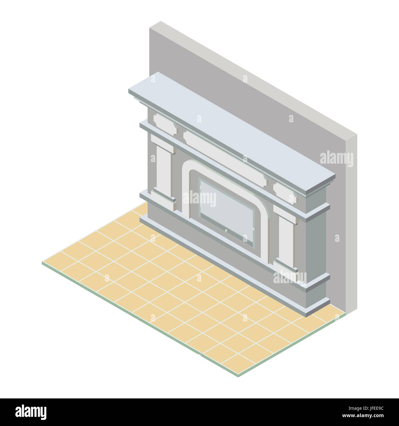 Modern Interior Fireplace View Stock Vector Images - Alamy