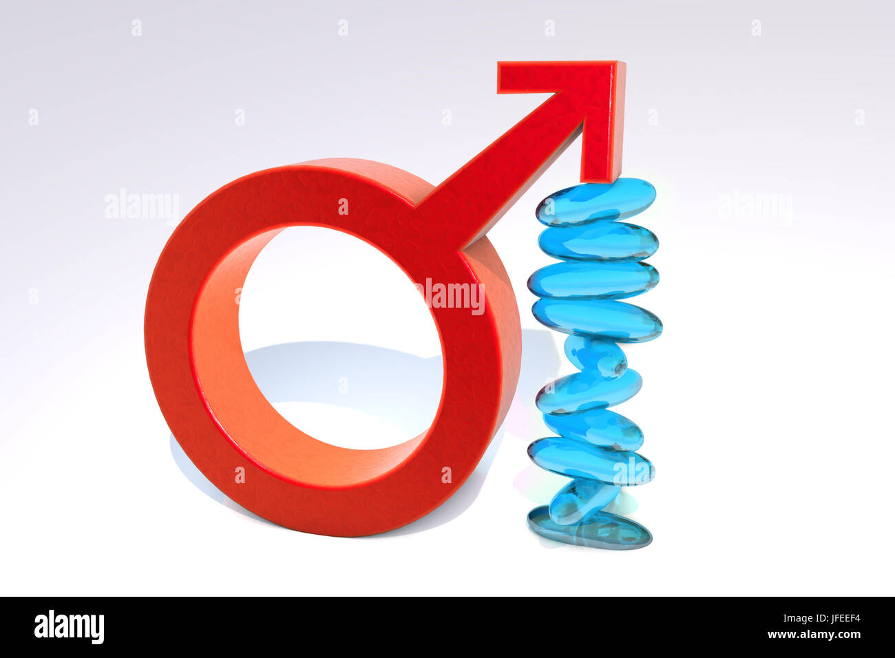 Impotence treatment. Conceptual artwork showing male sign and impotence ...