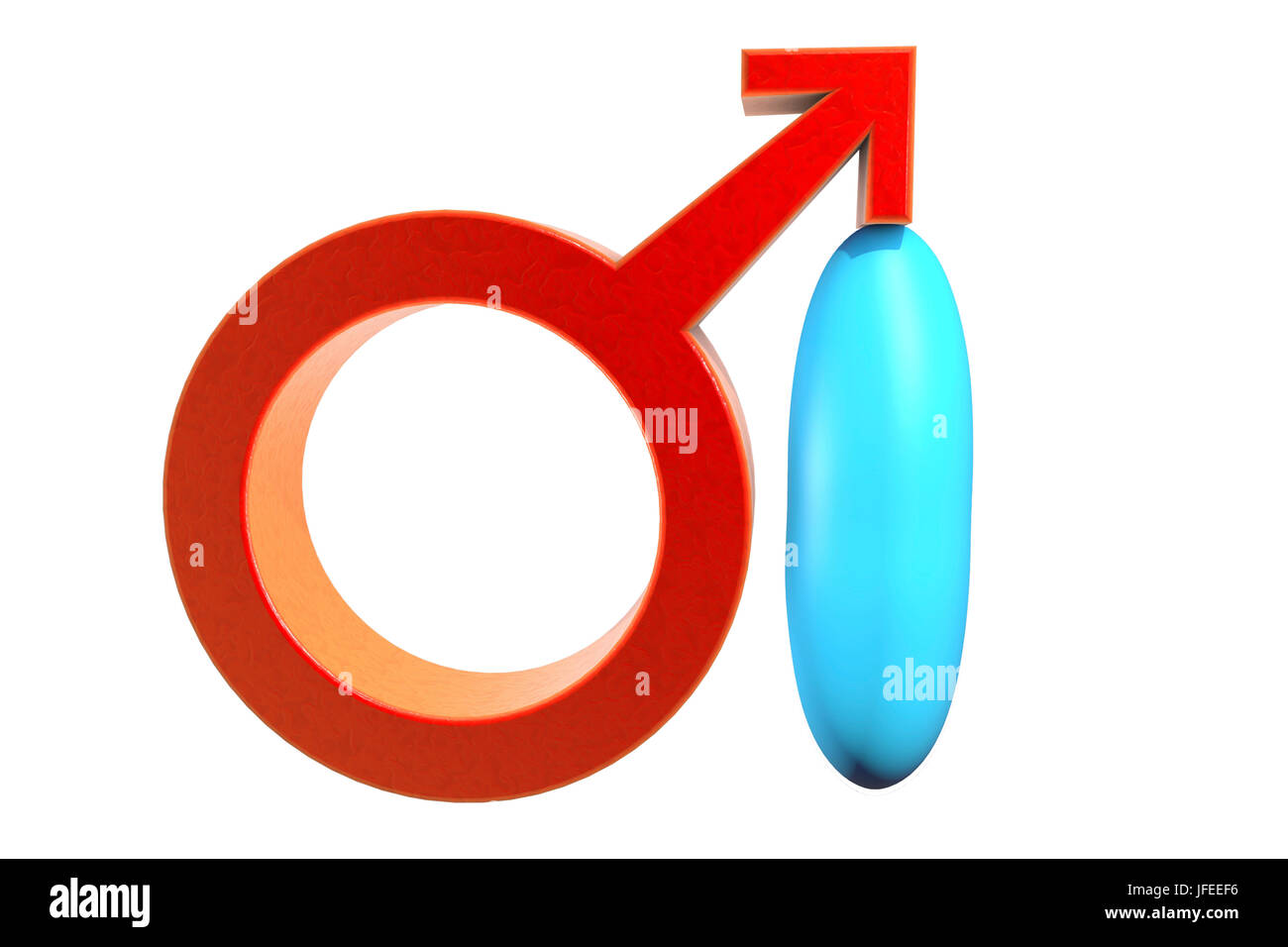 Impotence treatment. Conceptual artwork showing male sign and impotence ...