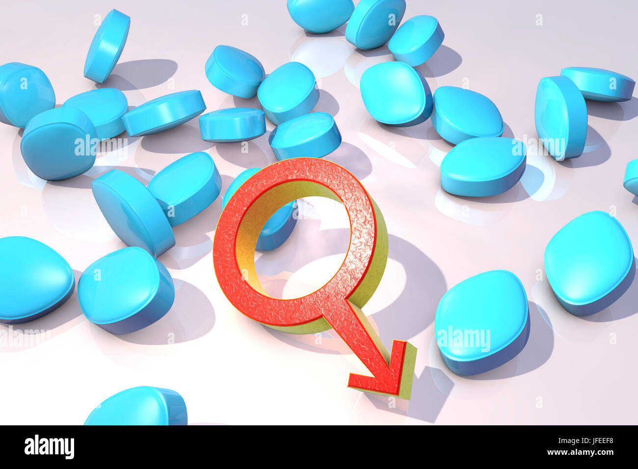 Impotence treatment. Conceptual artwork showing male sign and impotence ...