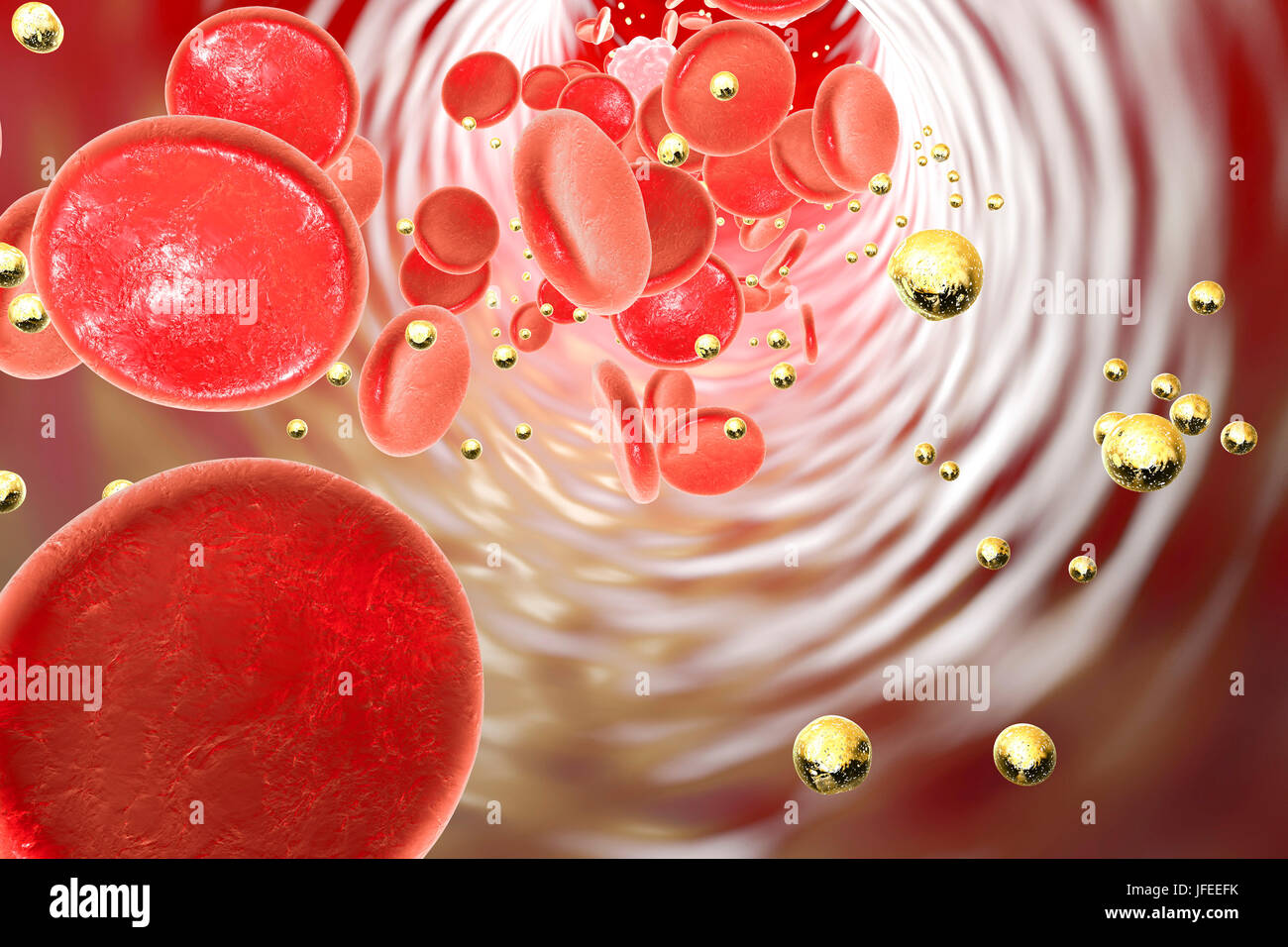 Nanoparticles in blood. Conceptual image demonstrating a potential ...