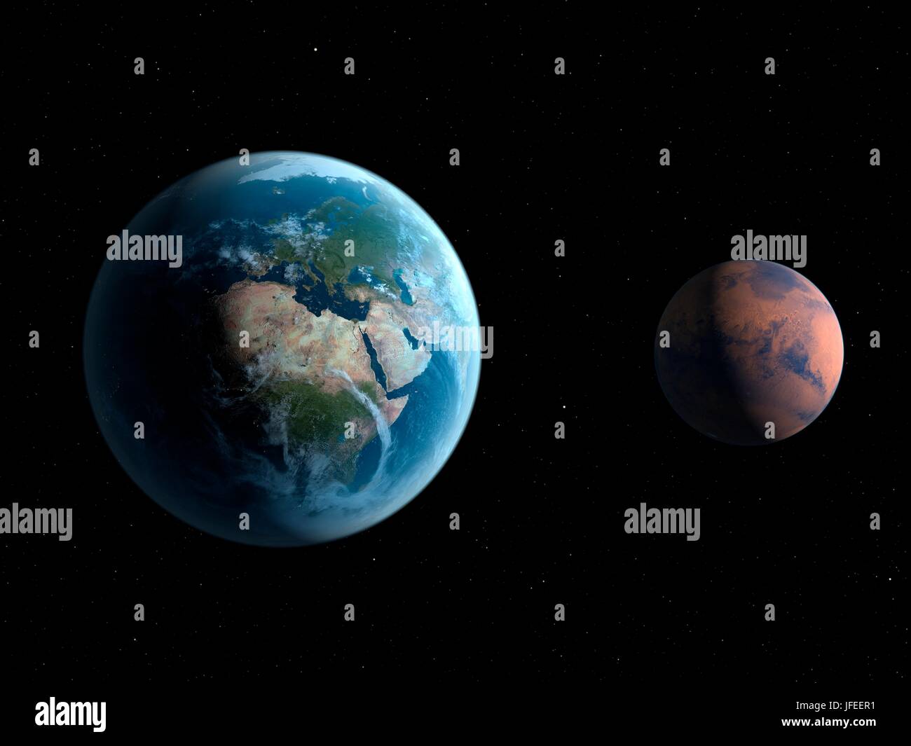 Two planets, illustration Stock Photo - Alamy