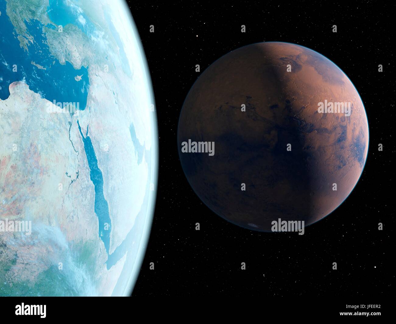 Two planets, illustration Stock Photo - Alamy