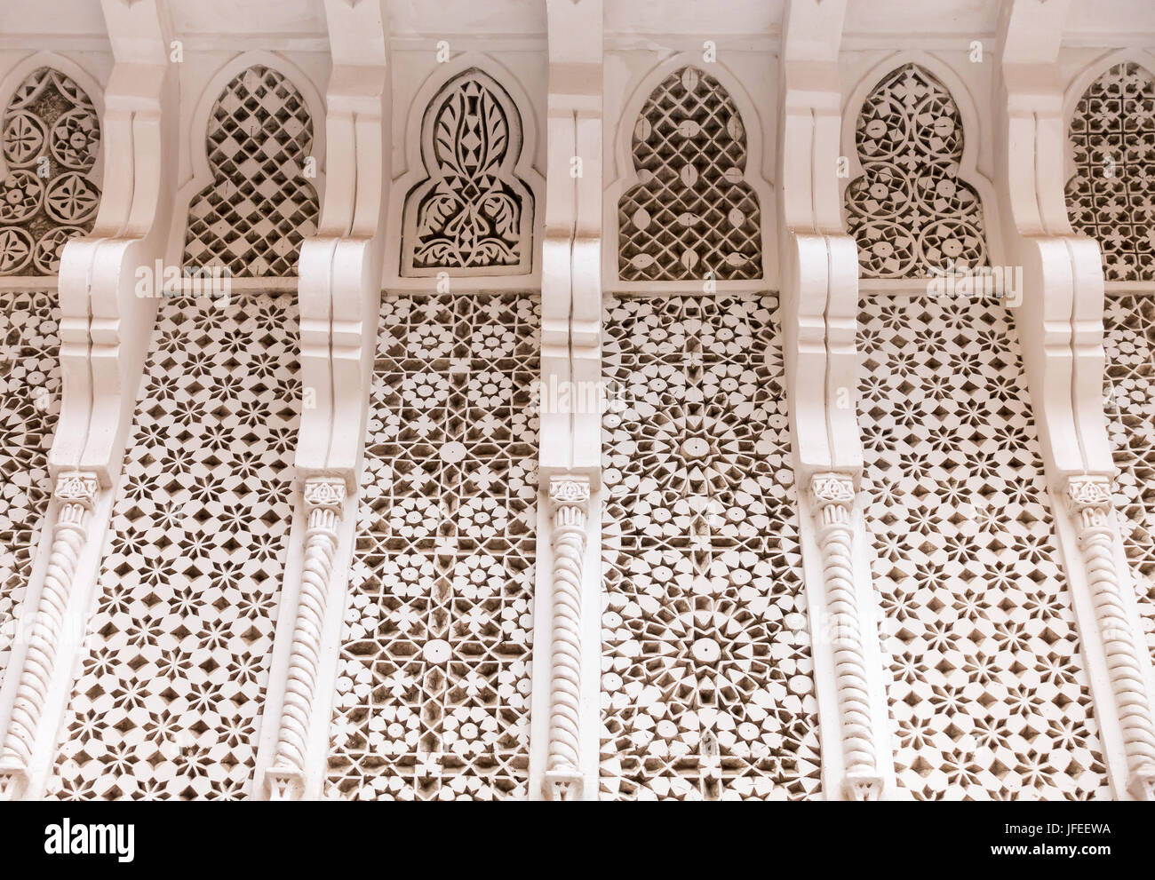 Moroccan architecture, the facade of a white building in Morocco ...