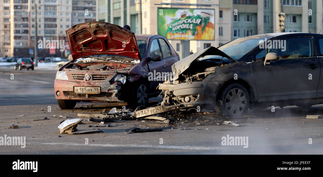 car accident at the crossroads Stock Photo - Alamy