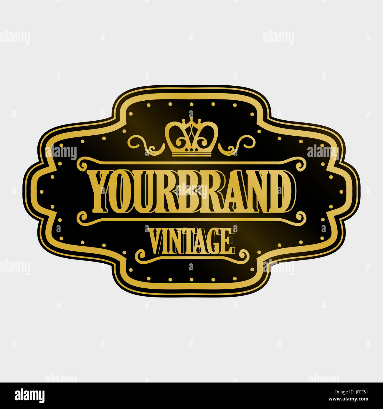 Golden retro label with space for your text Stock Photo - Alamy