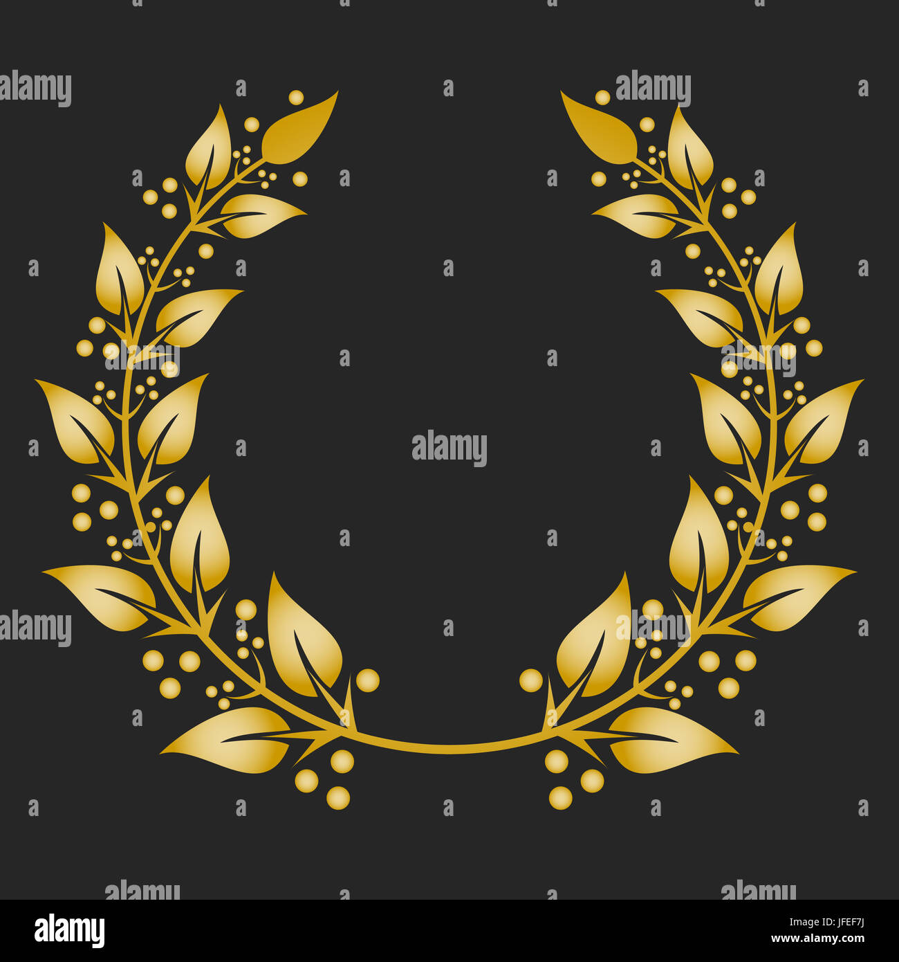 Gold award laurel wreath on dark background. illustration Stock Photo ...