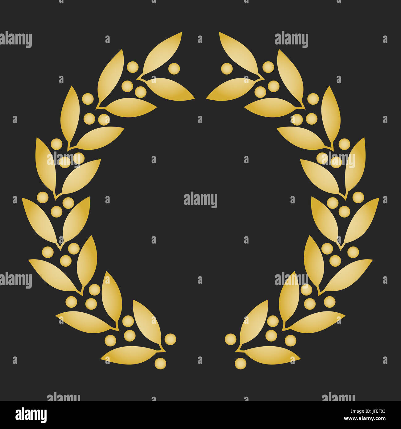 Gold award laurel wreath on dark background. illustration Stock Photo ...
