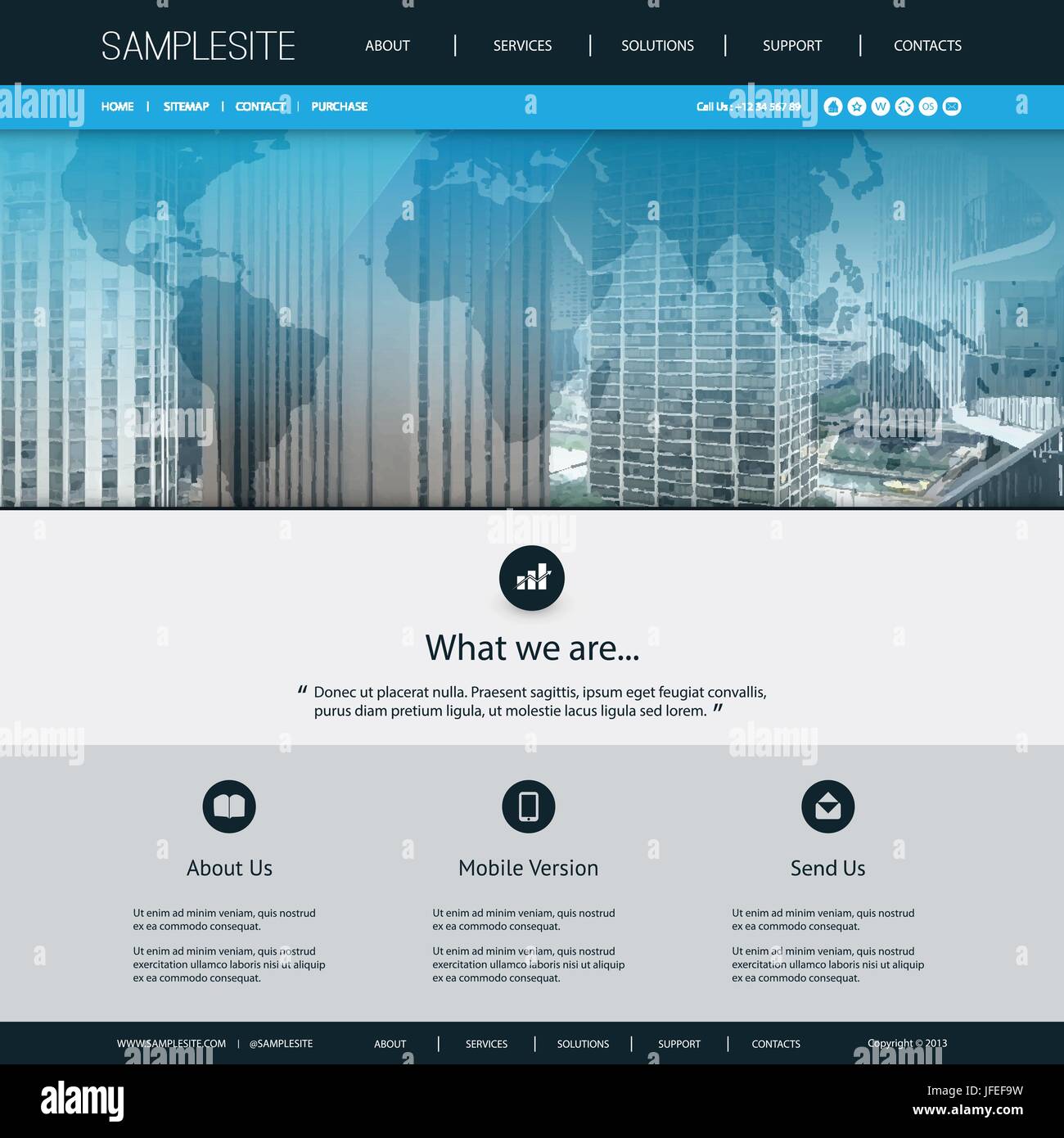 Website Design Template for Global Business with Transparent Traced ...