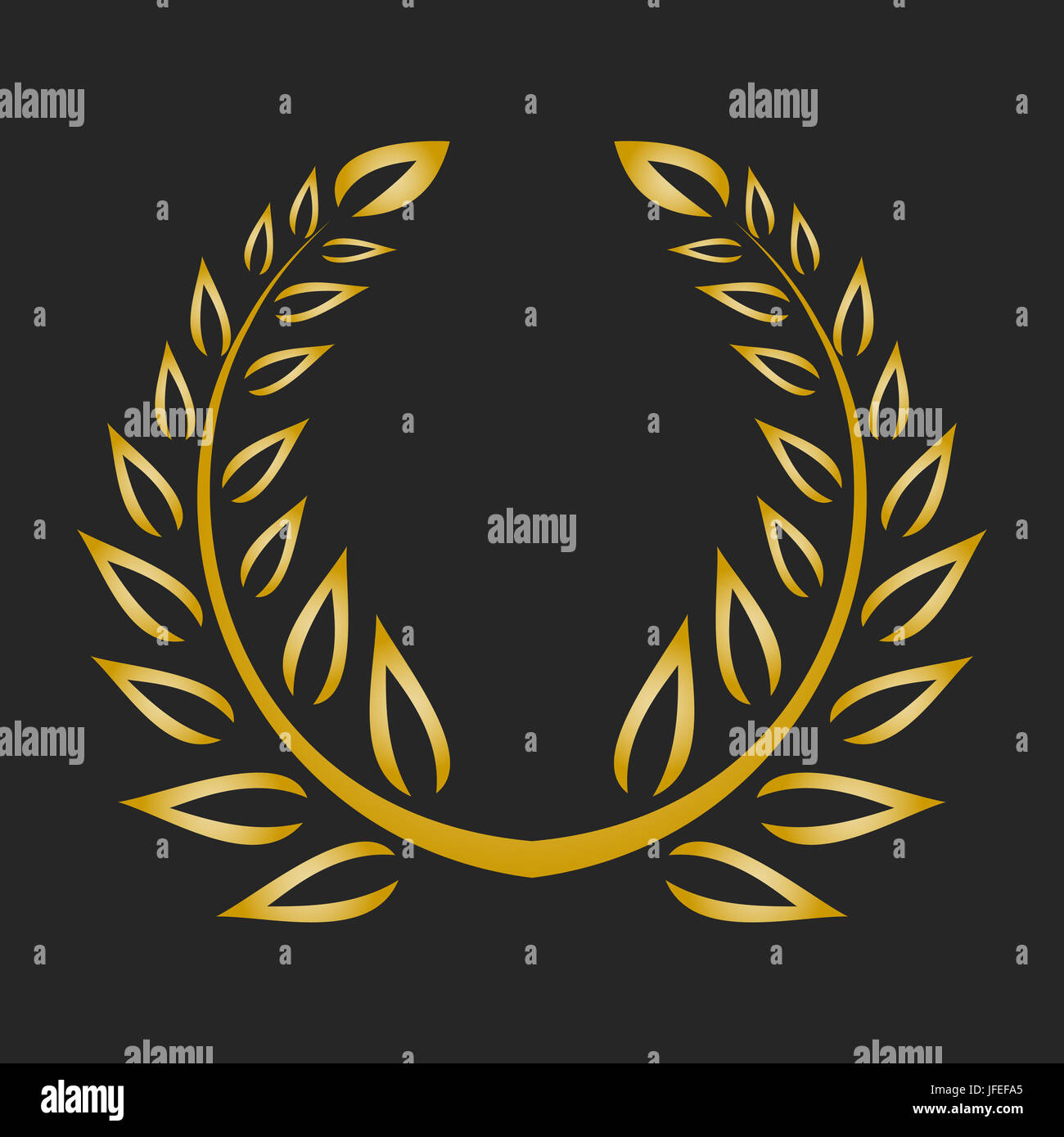 Gold award laurel wreath on dark background. illustration Stock Photo ...