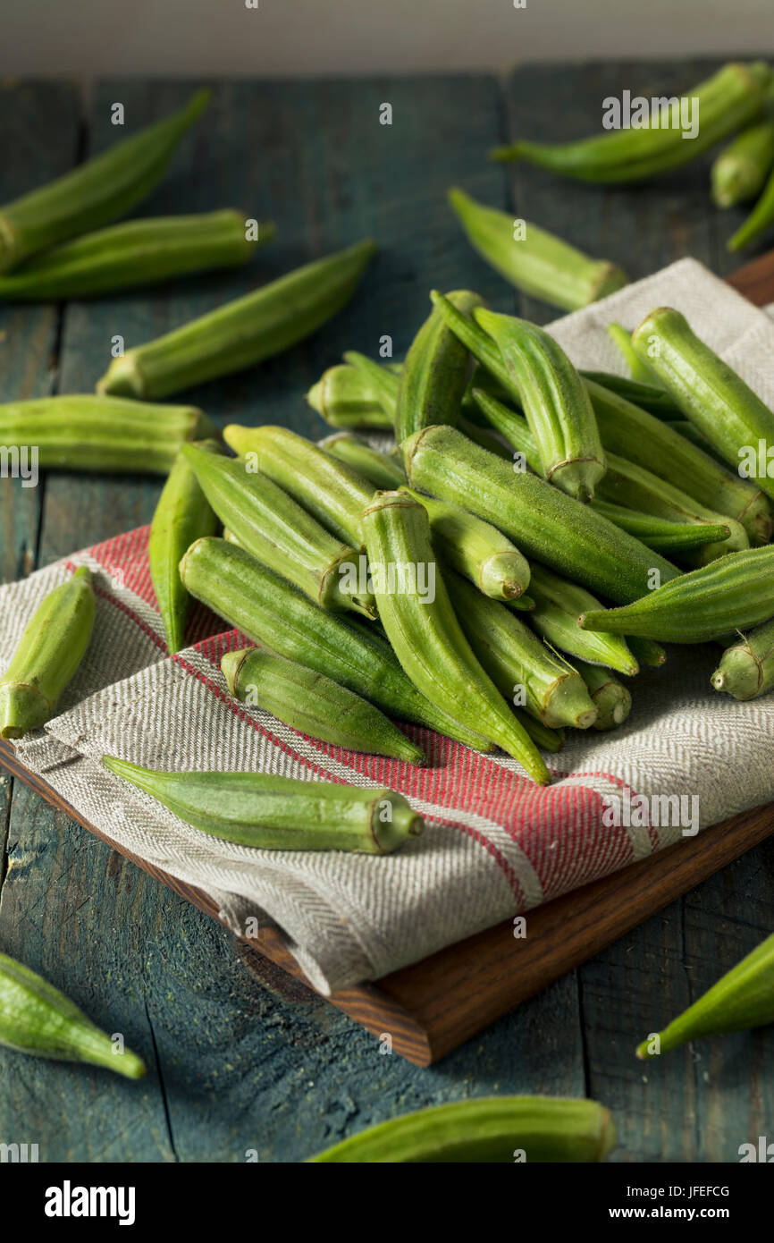 Raw Green Organic Okra Harvest Ready to Cook With Stock Photo - Alamy