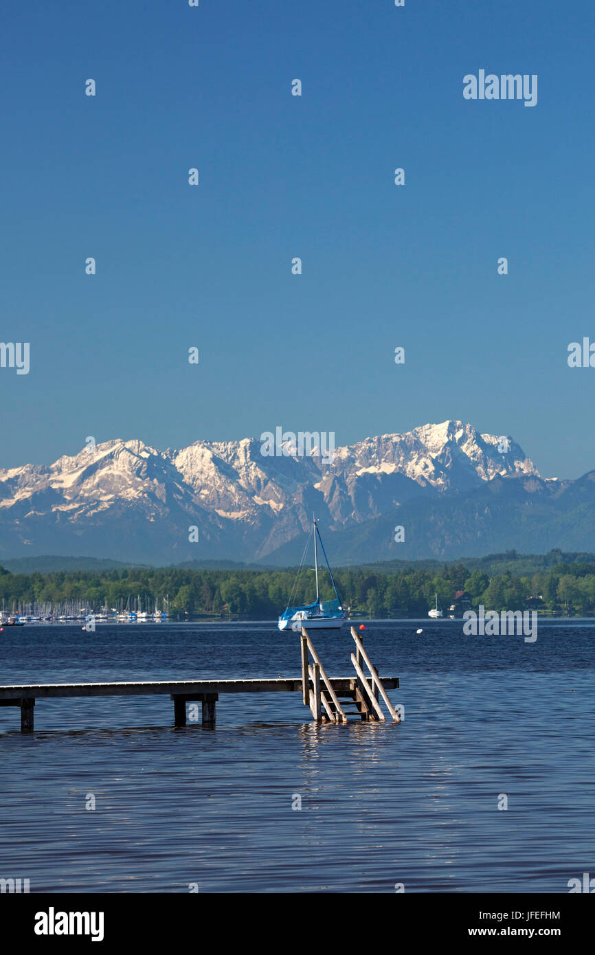 Buscharner bridge in front of wetterstein range with zugspitze hi-res ...