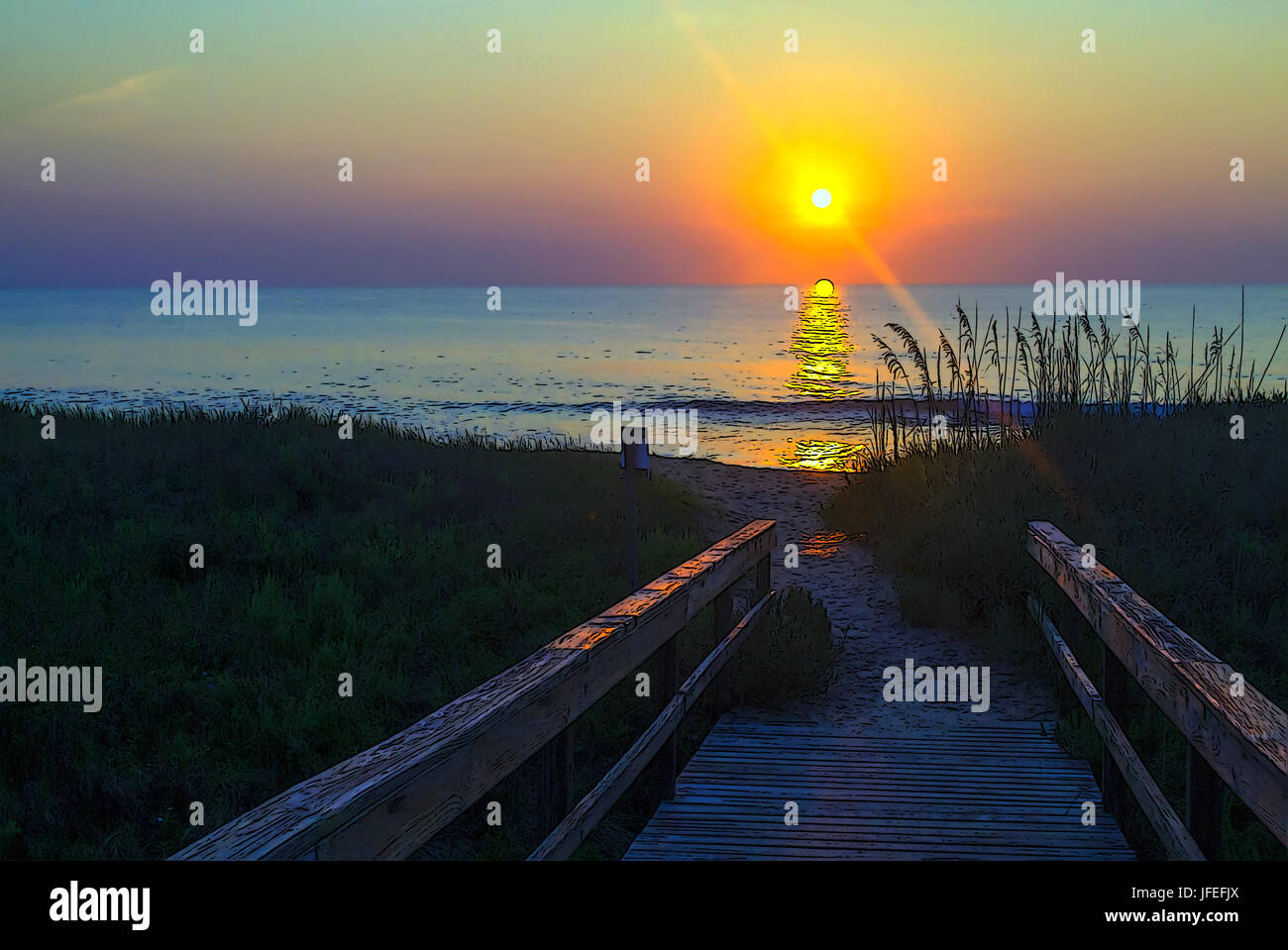Sunrise beach boardwalk hi-res stock photography and images - Alamy