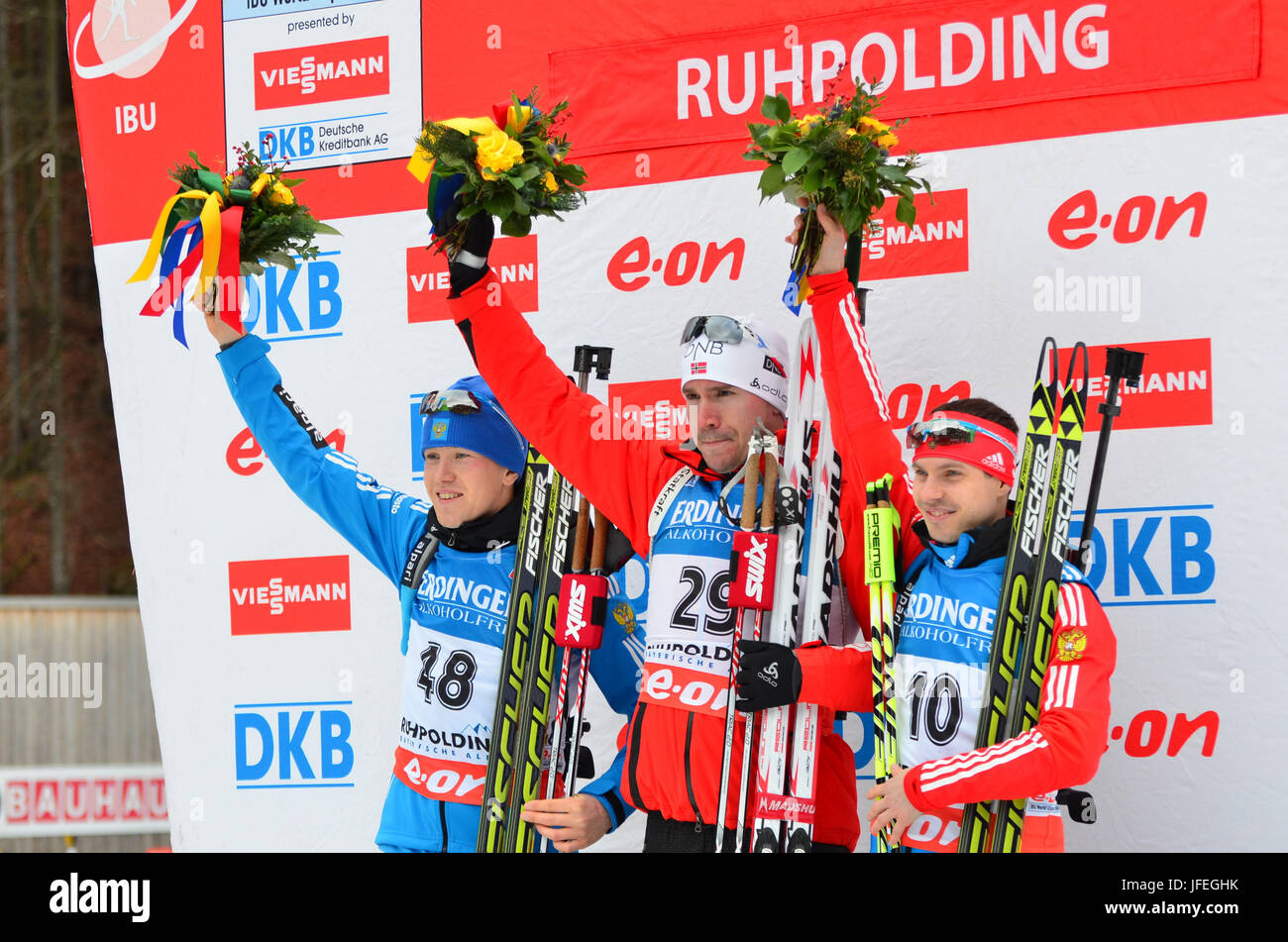 Winter sports, biathlon, world cup, Ruhpolding, winner's stage, winner ...