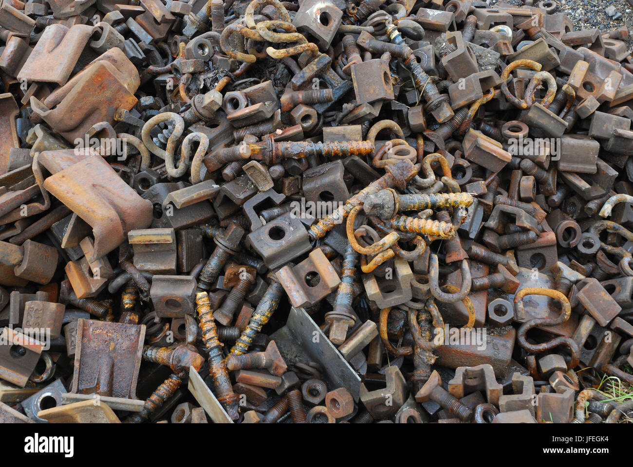 The German railways, track construction, metal scrap metal Stock Photo ...