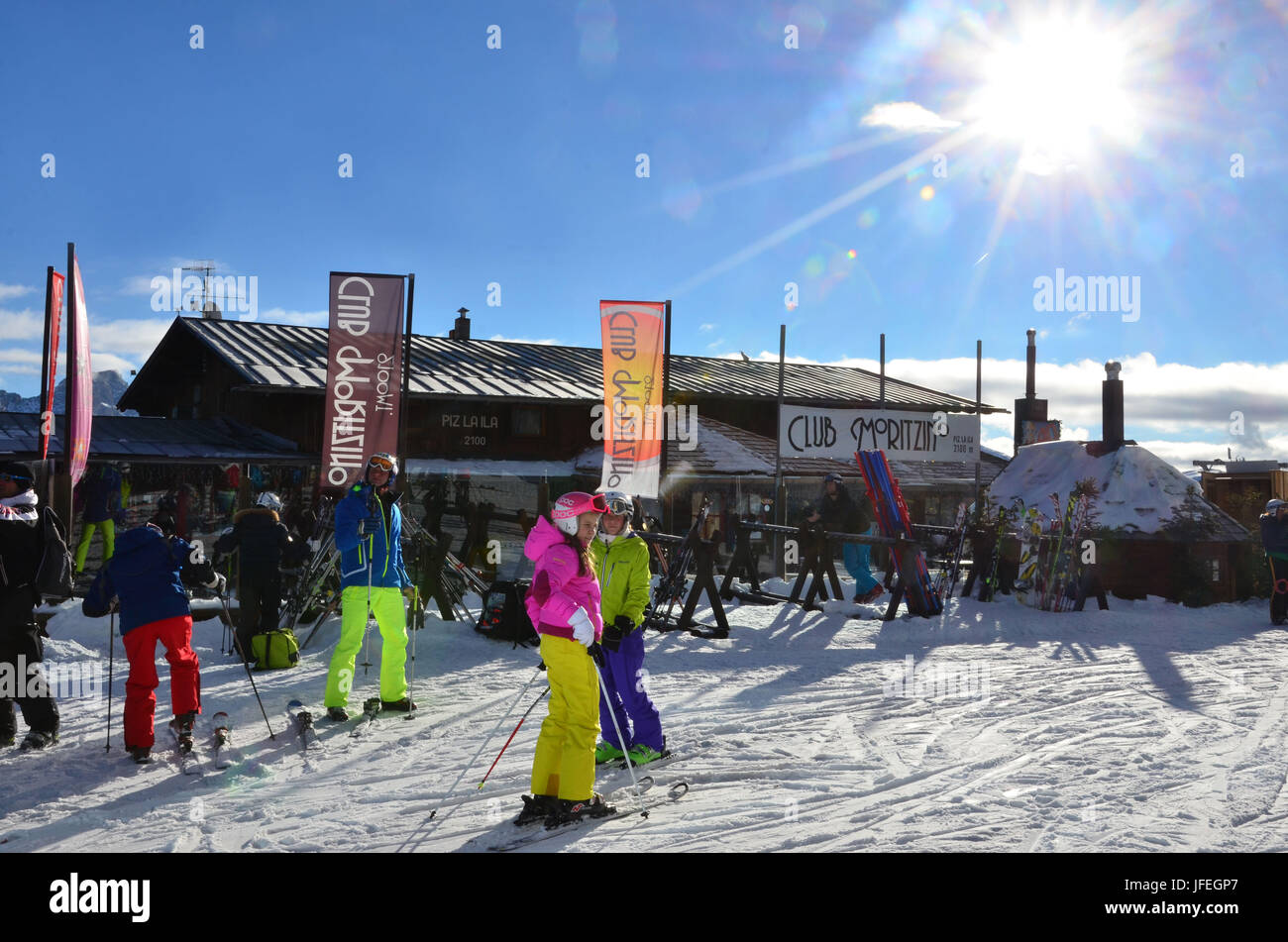Italy, South Tirol, Gadertal, the Dolomites, Piz La Ila, ski hut ...
