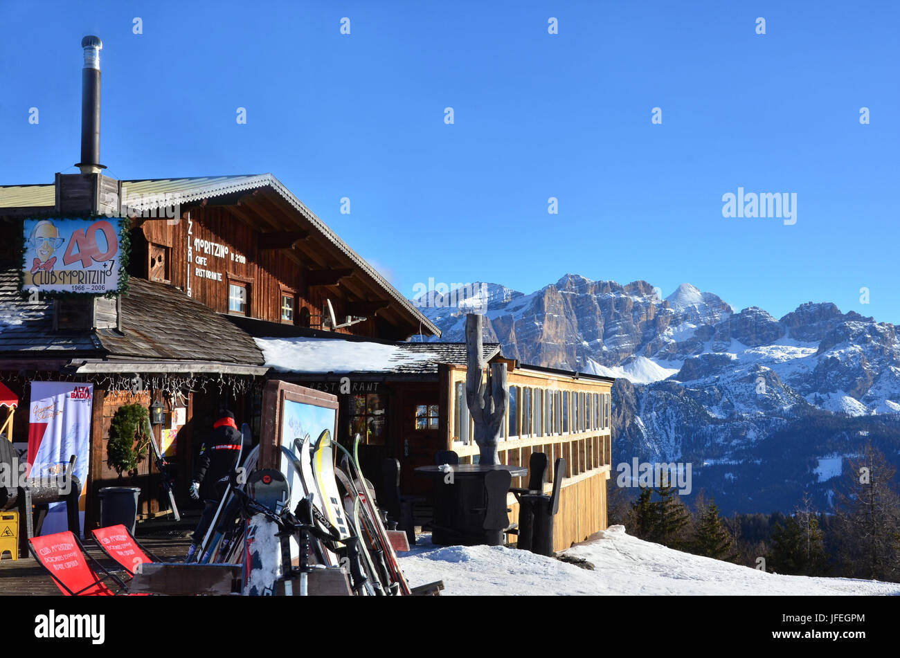 Italy, South Tirol, Gadertal, the Dolomites, Piz La Ila, ski hut ...