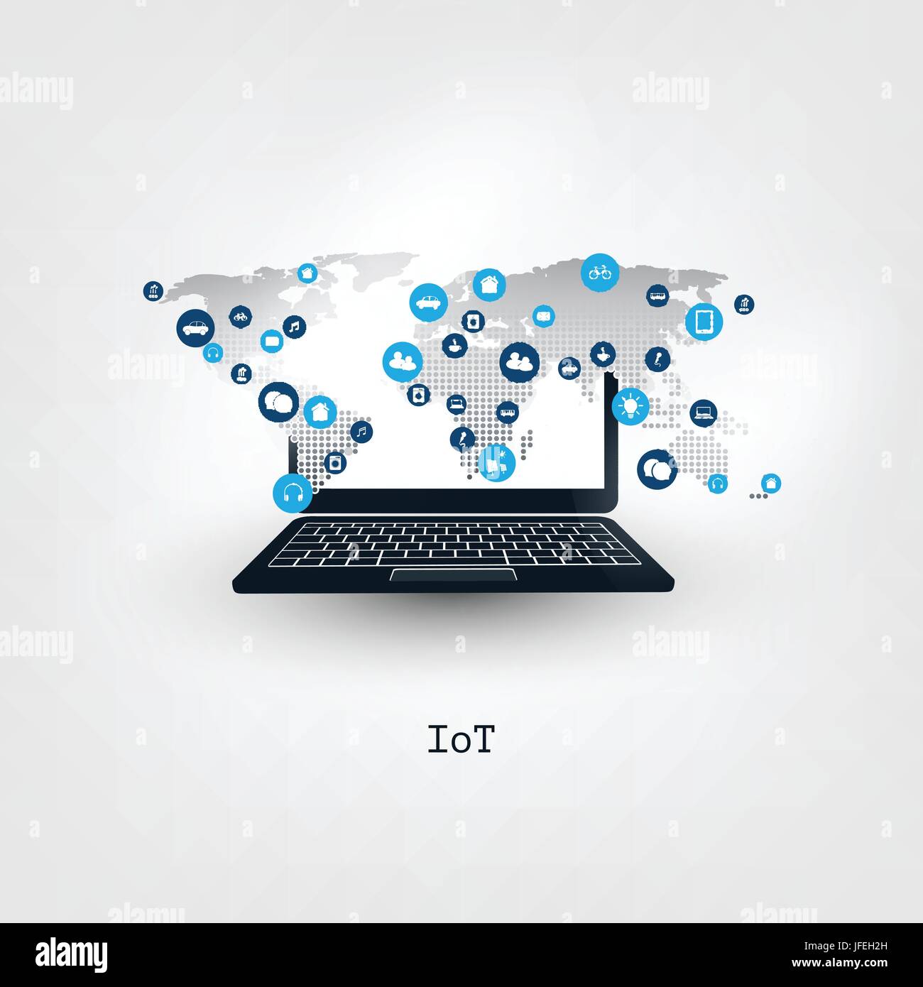 Internet of Things, Cloud Computing Design Concept with Icons - Digital Network Connections ...