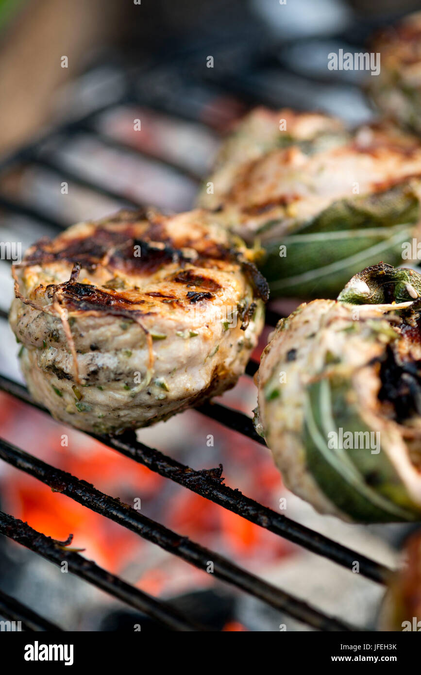 calf medallions, have a barbecue Stock Photo - Alamy