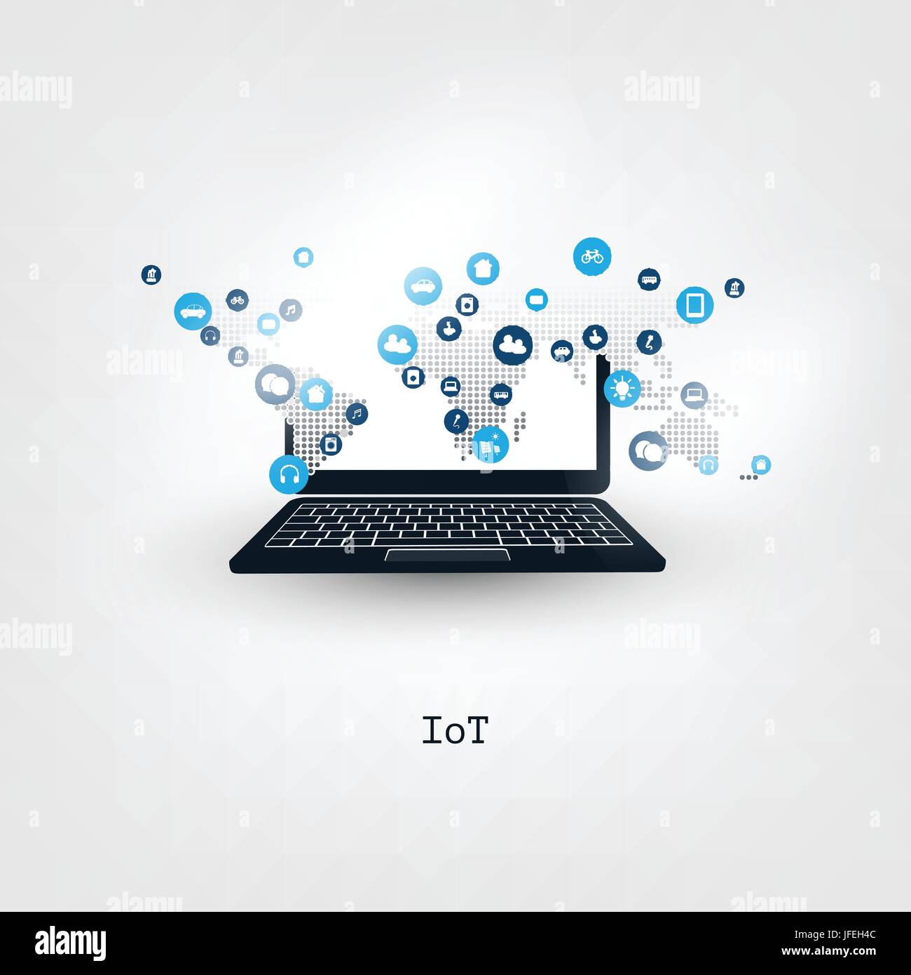 Internet of Things, Cloud Computing Design Concept with Icons - Digital Network Connections ...