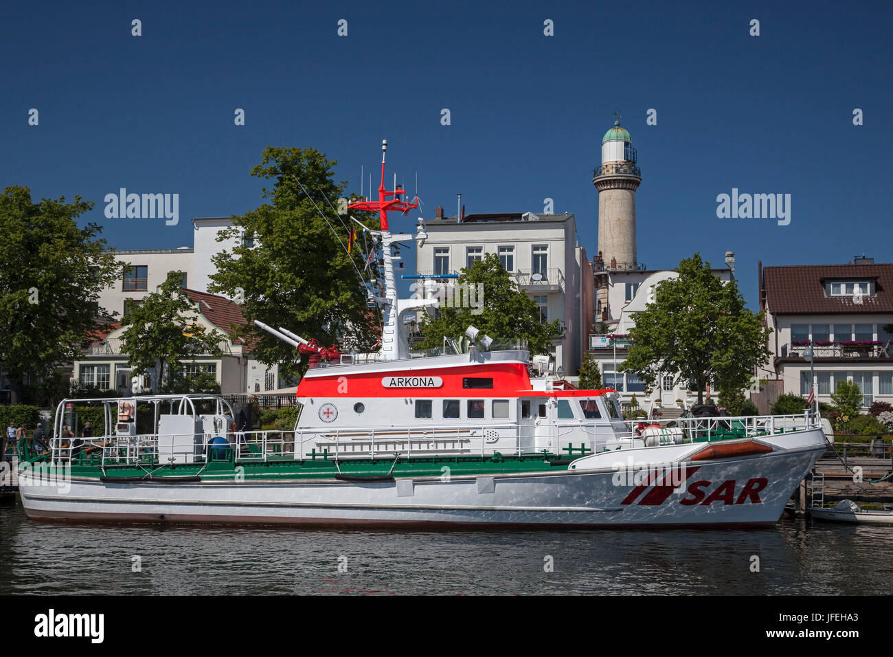 Sea need rescue cruiser Arkona on the old current Warnemünde, Hanseatic ...