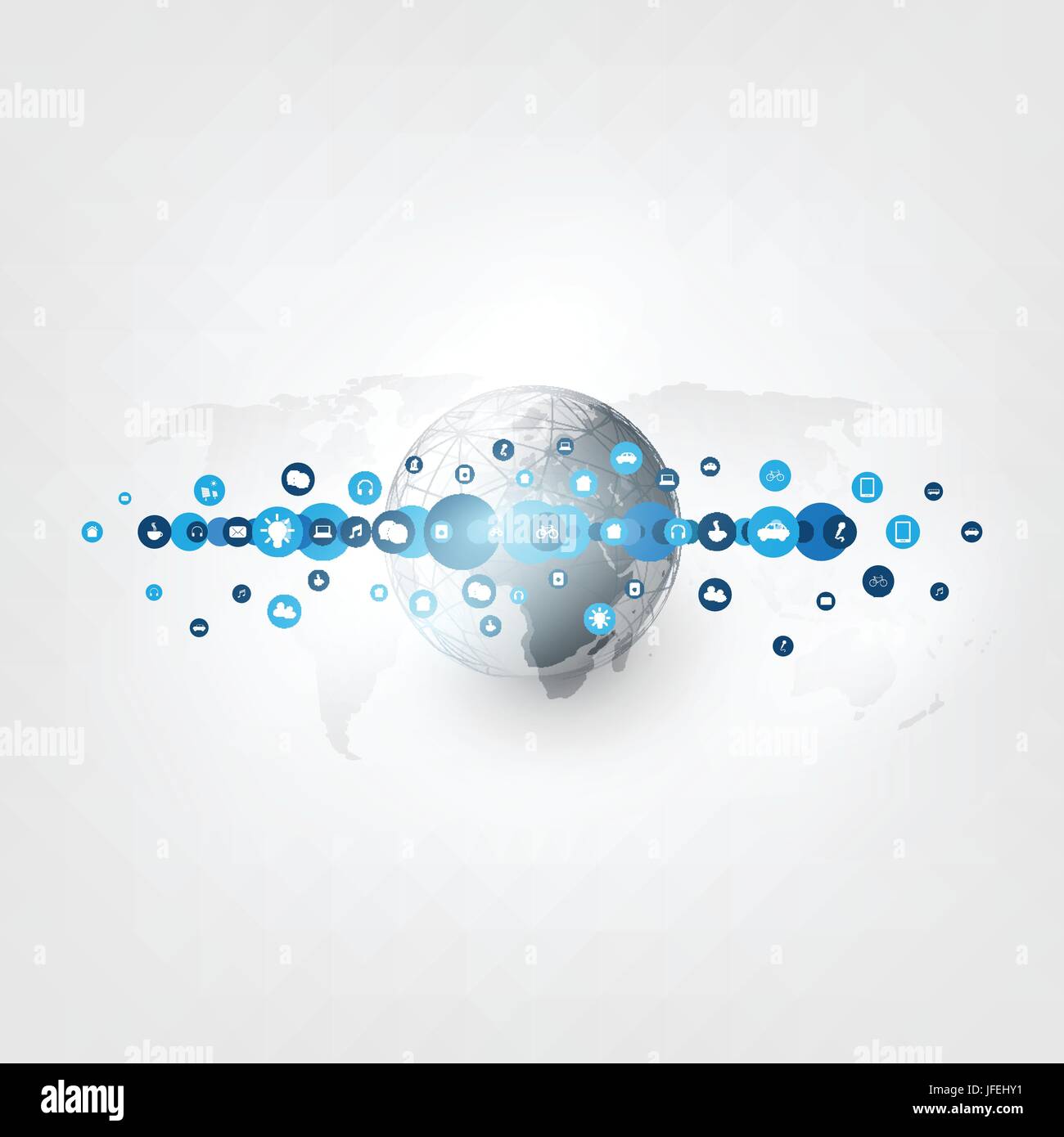 Internet of Things, Cloud Computing Design Concept with Icons - Global ...