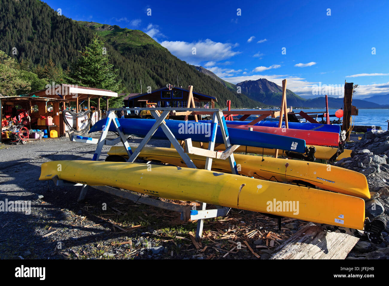 North America, the USA, Alaska, Resurrection Bay, kayaks Stock Photo ...