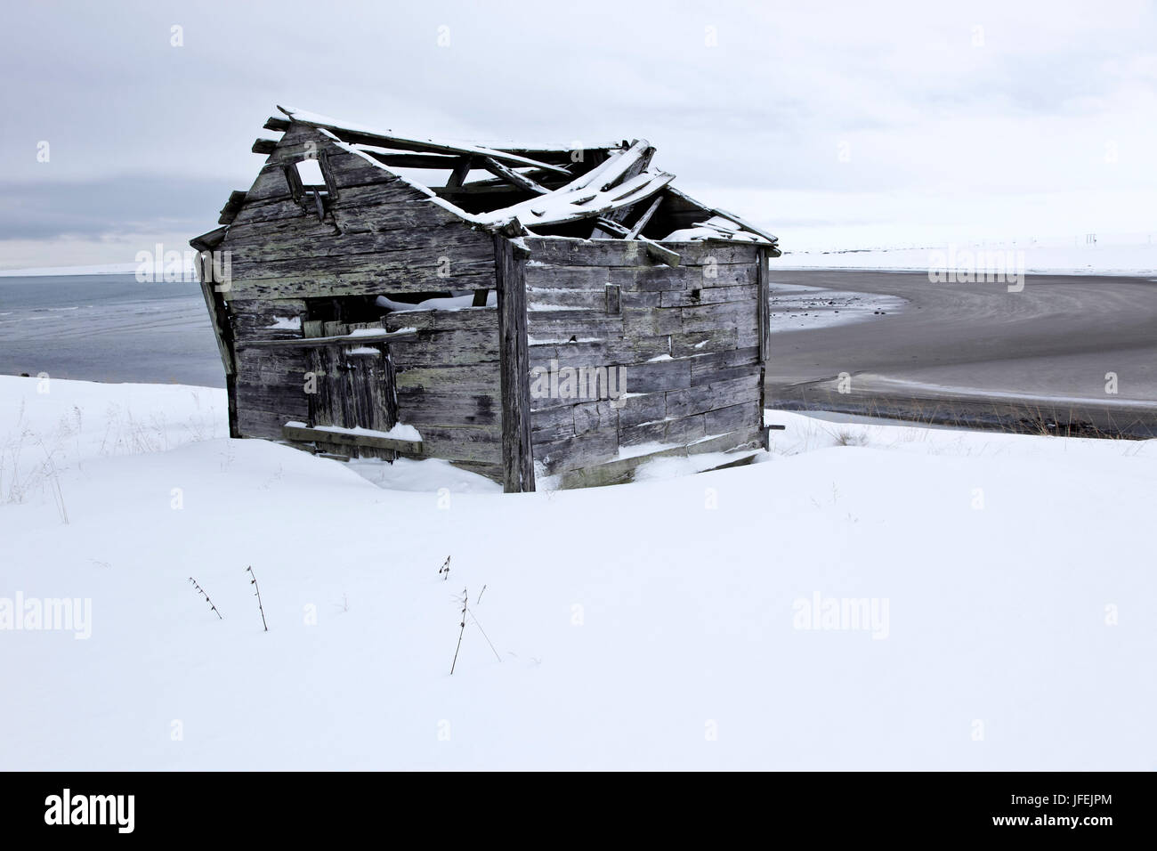 Norway, Finnmark, broken wooden hut Stock Photo - Alamy