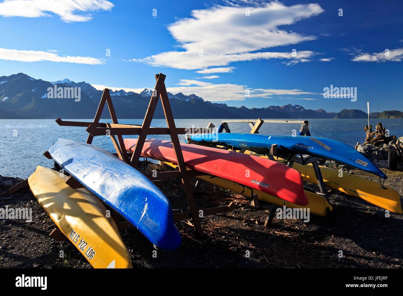 North America, the USA, Alaska, Resurrection Bay, kayaks Stock Photo ...