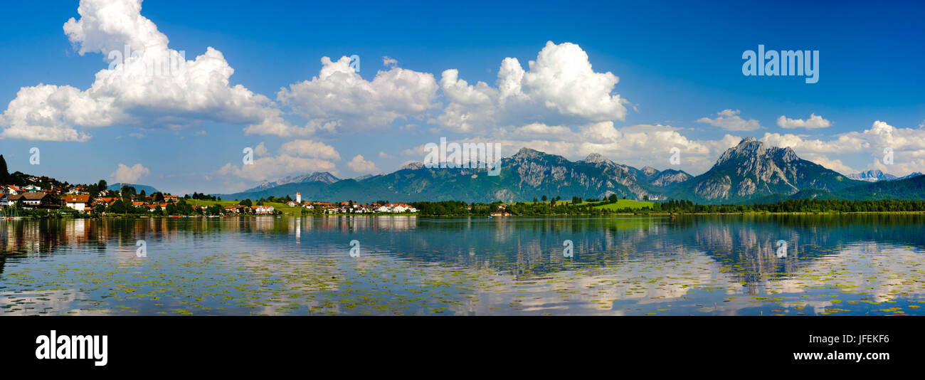 Panorama scenery of the Hopfensee near Füssen in the Allgäu Stock Photo ...