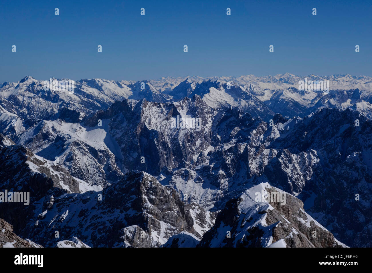 View of Zugspitze, the highest mountain of Germany on the alps Stock ...