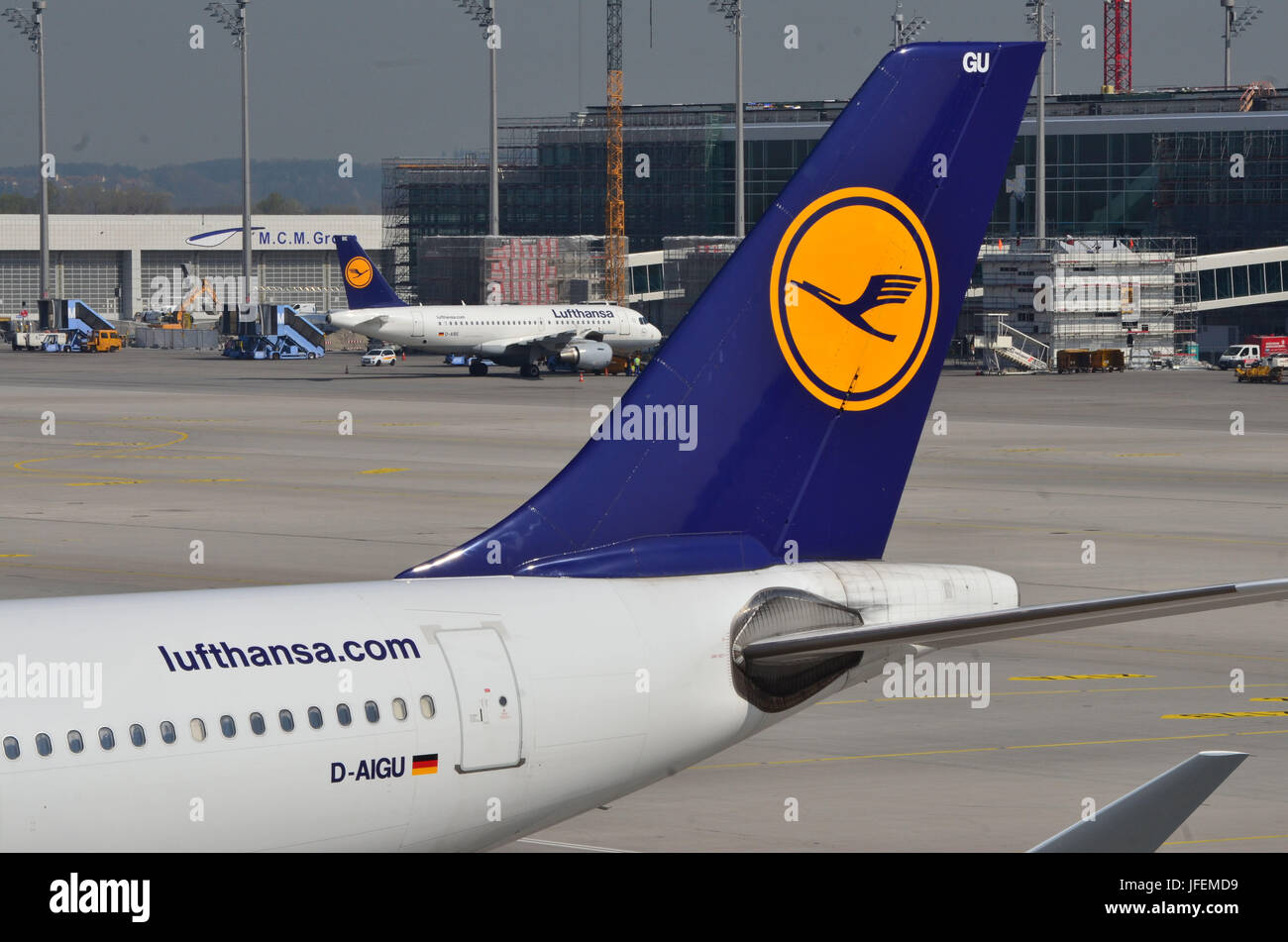 Germany, Bavaria, Erding, airport, Munich, airplanes, park position ...