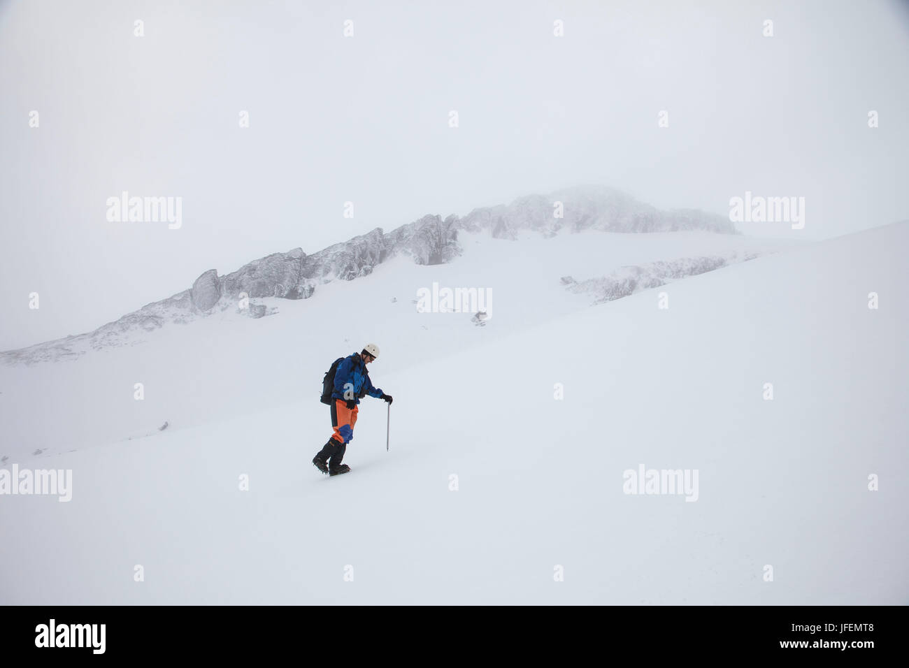 Chile, Araucania, Pucon, volcano Villarrica, ascent, Hiker Stock Photo ...