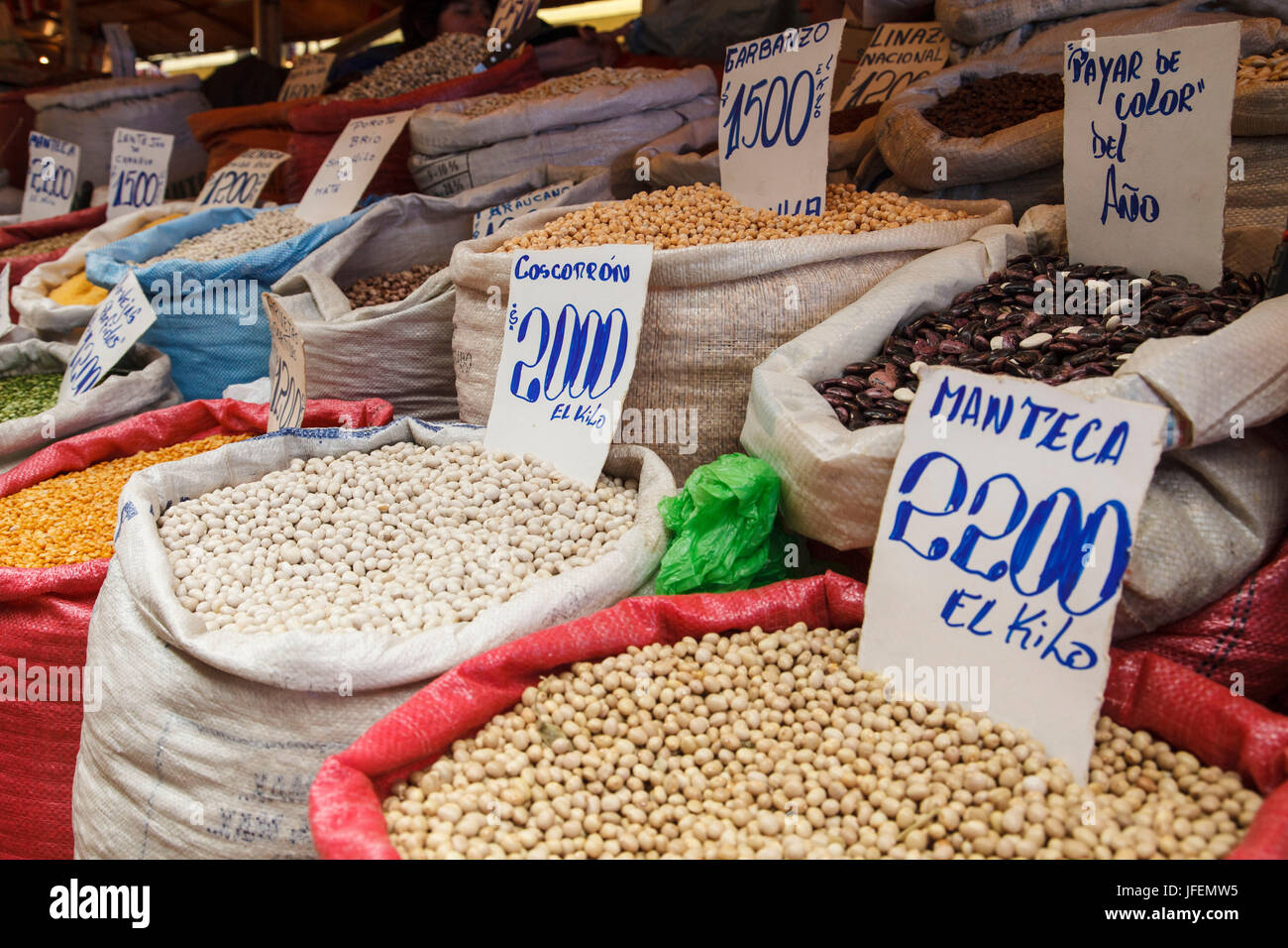 Chile, Araucania, Temuco, Mapuche, market, legumes Stock Photo - Alamy