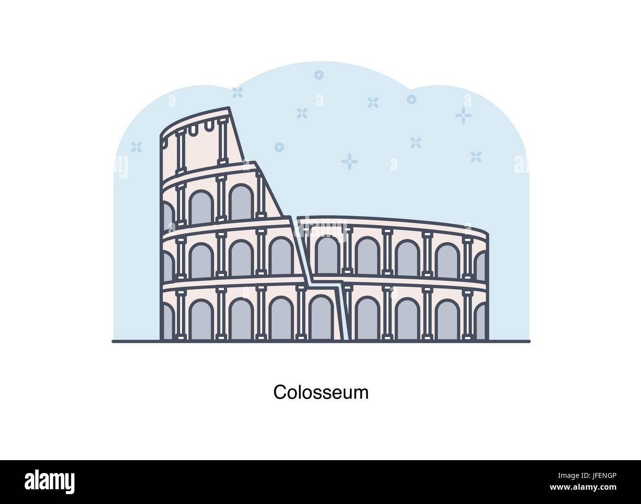 Vector line illustration of Colosseum, Rome, Italy Stock Vector Image ...
