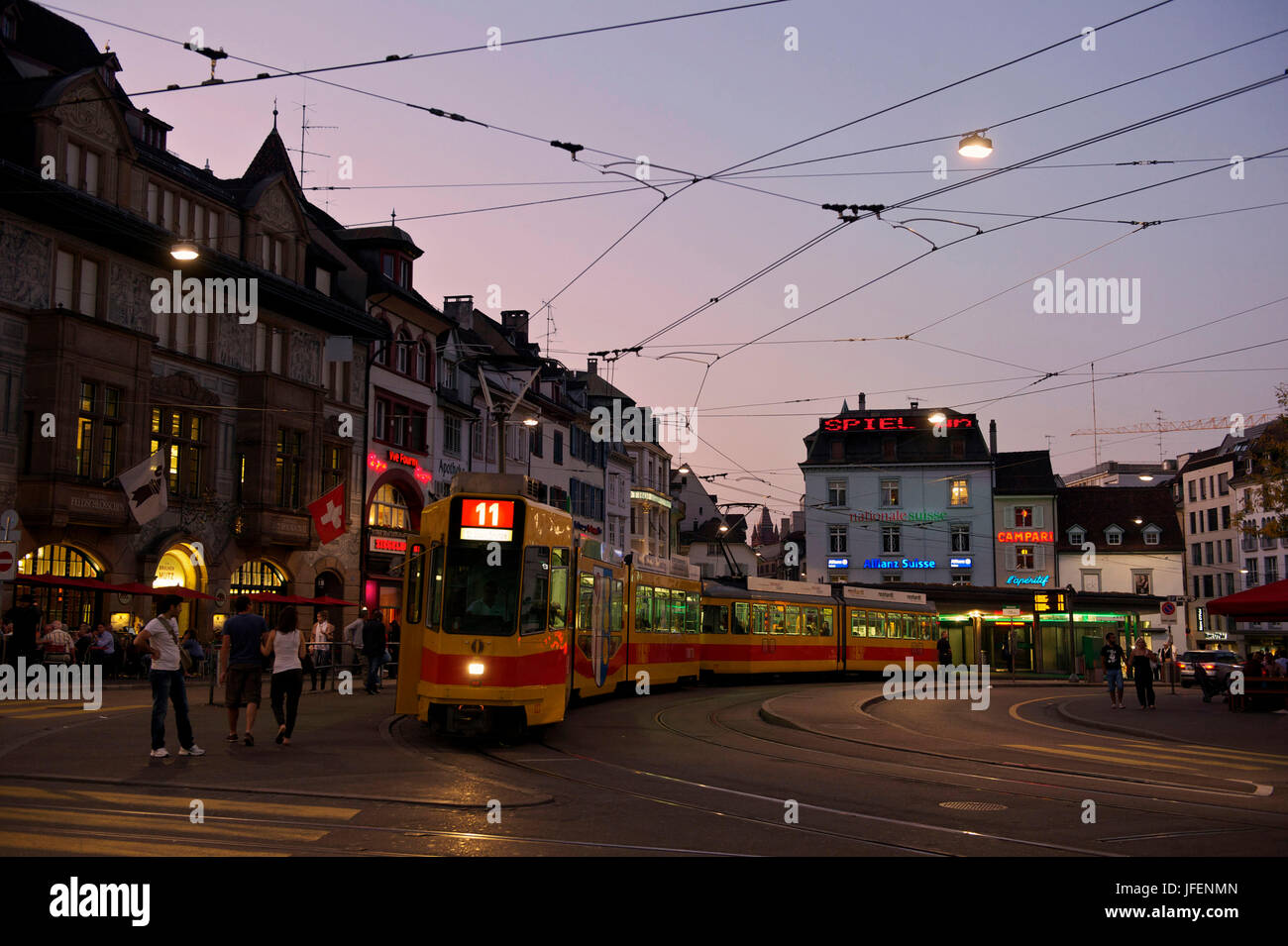 Switzerland, Basel, tram stop on Barfüsserplatz (Barefoot square Stock ...