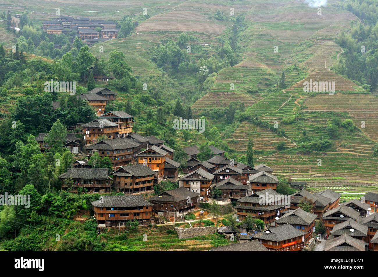 China, Guangxi Province, rice terraces at Longji around Longsheng ...